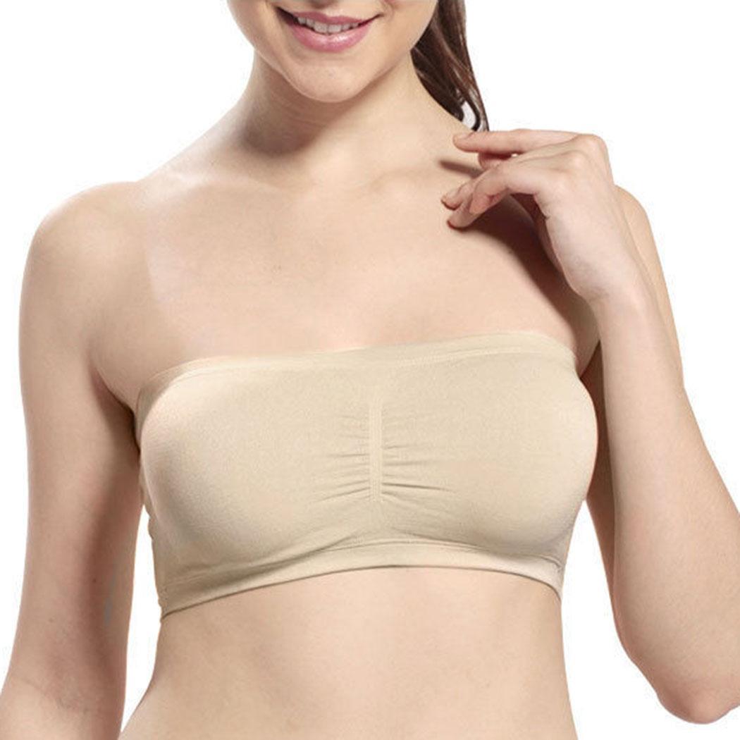 S Xxl Womens Strapless Seamless Padded Boob Ladies Stretch Bandeau Tube